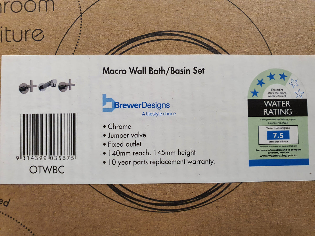 Brewers Designs - Macro Wall Basin Set - OTWBC | Rising Sun Lifestyle