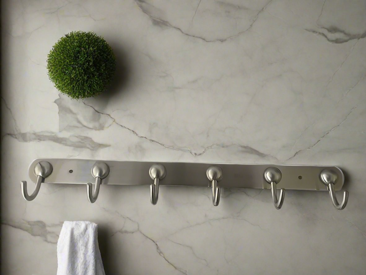 ROBE Hanger Stainless Steel 6 Hook - Brushed Aluminium | Rising Sun ...