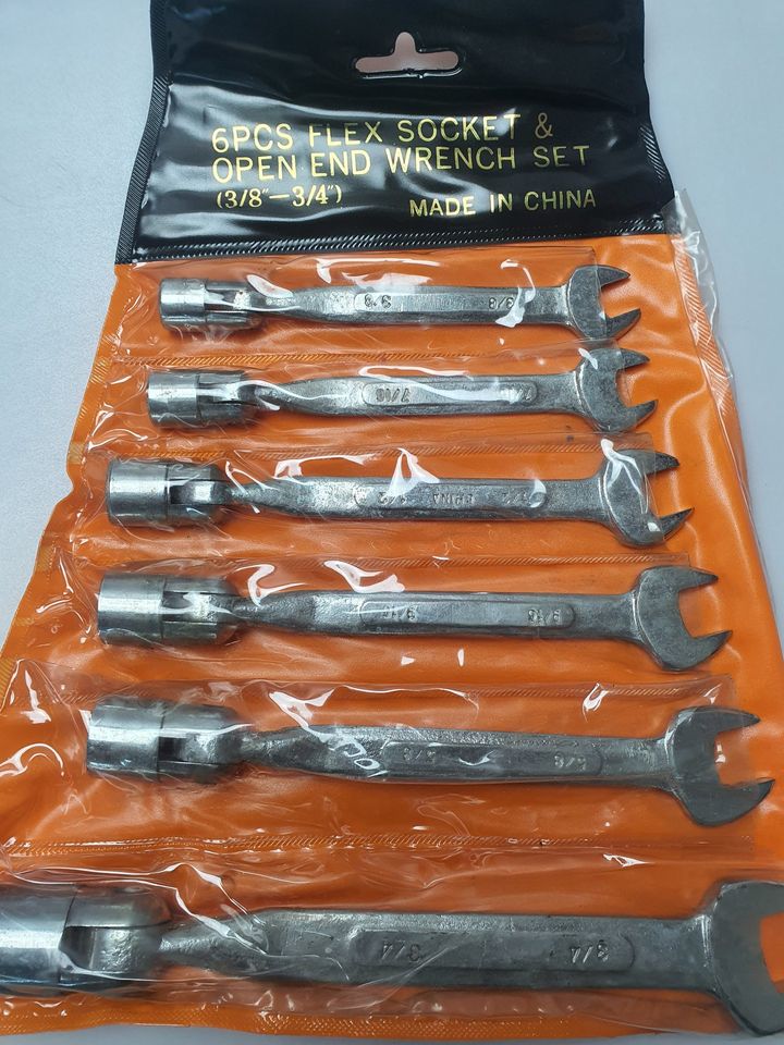 Hinged Flex-Head Socket Open End Scaffolder Wrench 6pc 3/4" - 3/8 ...