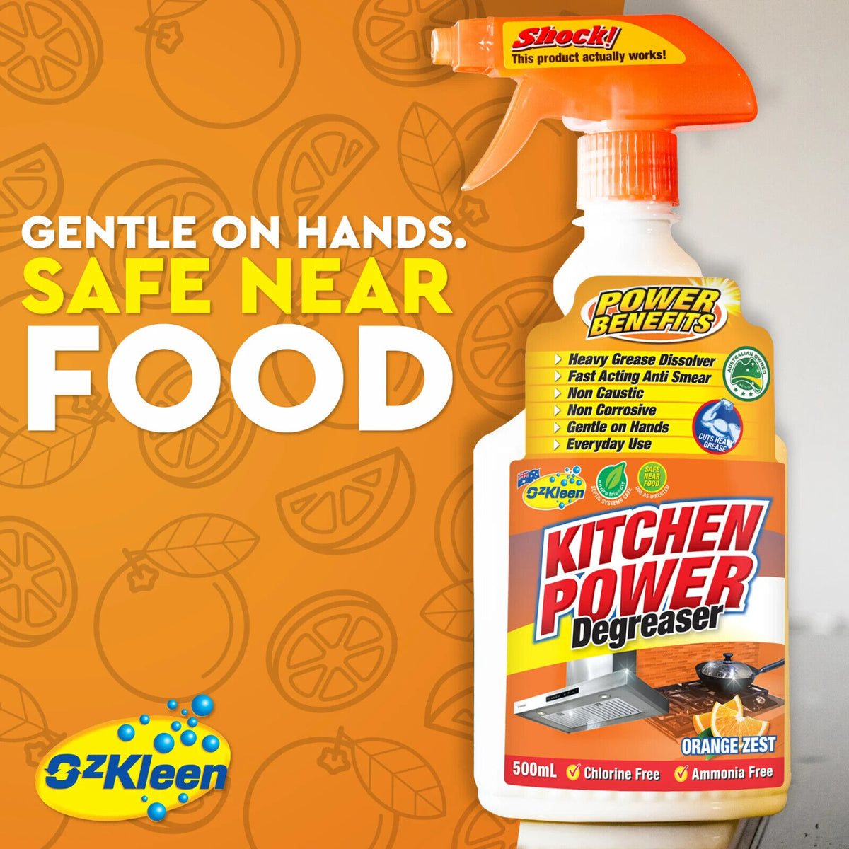 OzKleen Kitchen Power Degreaser Citrus 500mL - Grime Cleaner & Surface ...