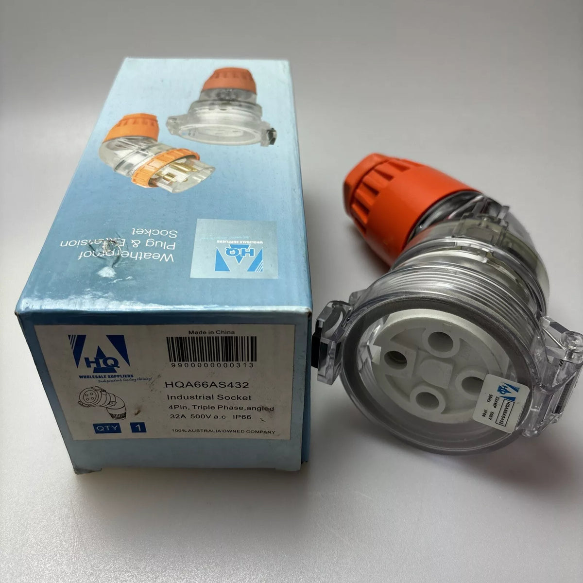 HQ 32 AMP 3 PHASE 4 Pin PLUG 32A FEMALE ANGLE IP66 WEATHERPROOF SAA AP ...