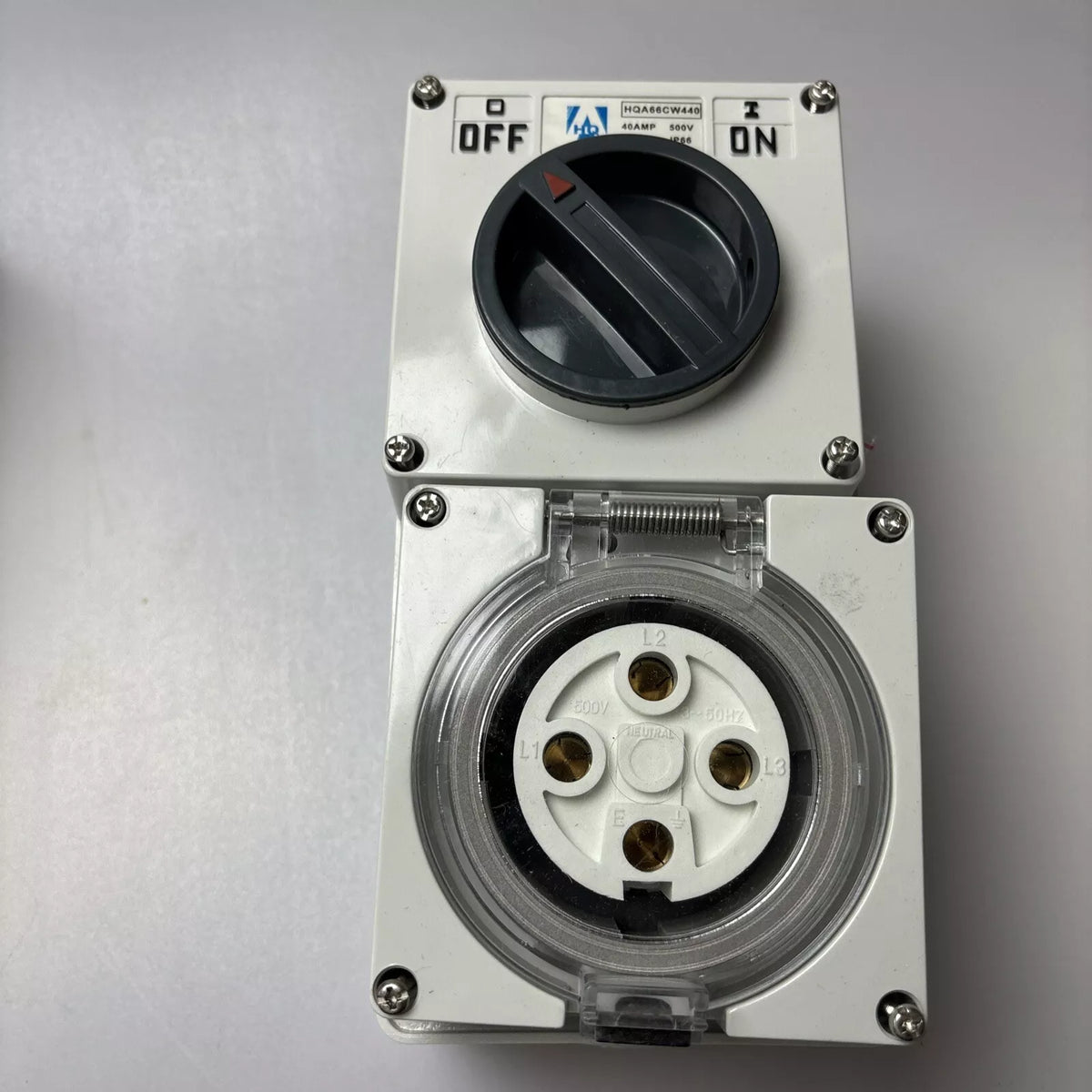 HQ 40 AMP 3 PHASE 4 Pin PLUG 32A FEMALE COMBO SWITCH IP66 WEATHERPROOF ...