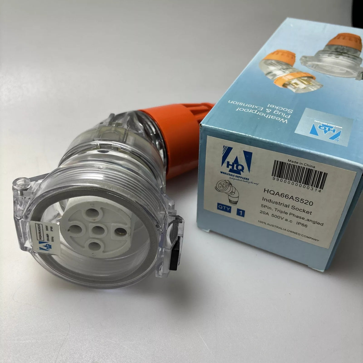 HQ 32 AMP 3 PHASE 4 Pin PLUG 50A FEMALE ANGLE IP66 WEATHERPROOF SAA ...