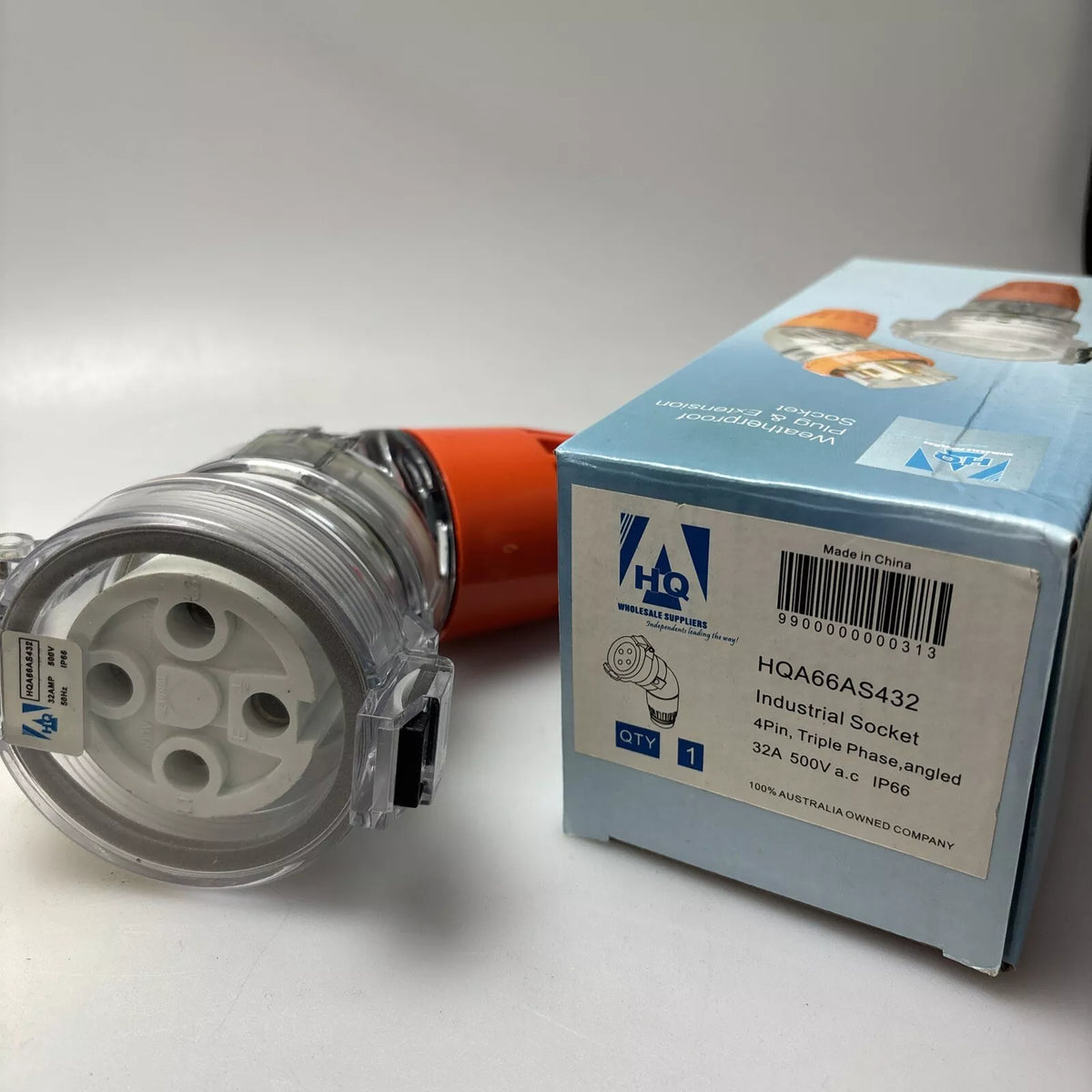 HQ 32 AMP 3 PHASE 4 Pin PLUG 32A FEMALE Angle IP66 WEATHERPROOF SAA ...
