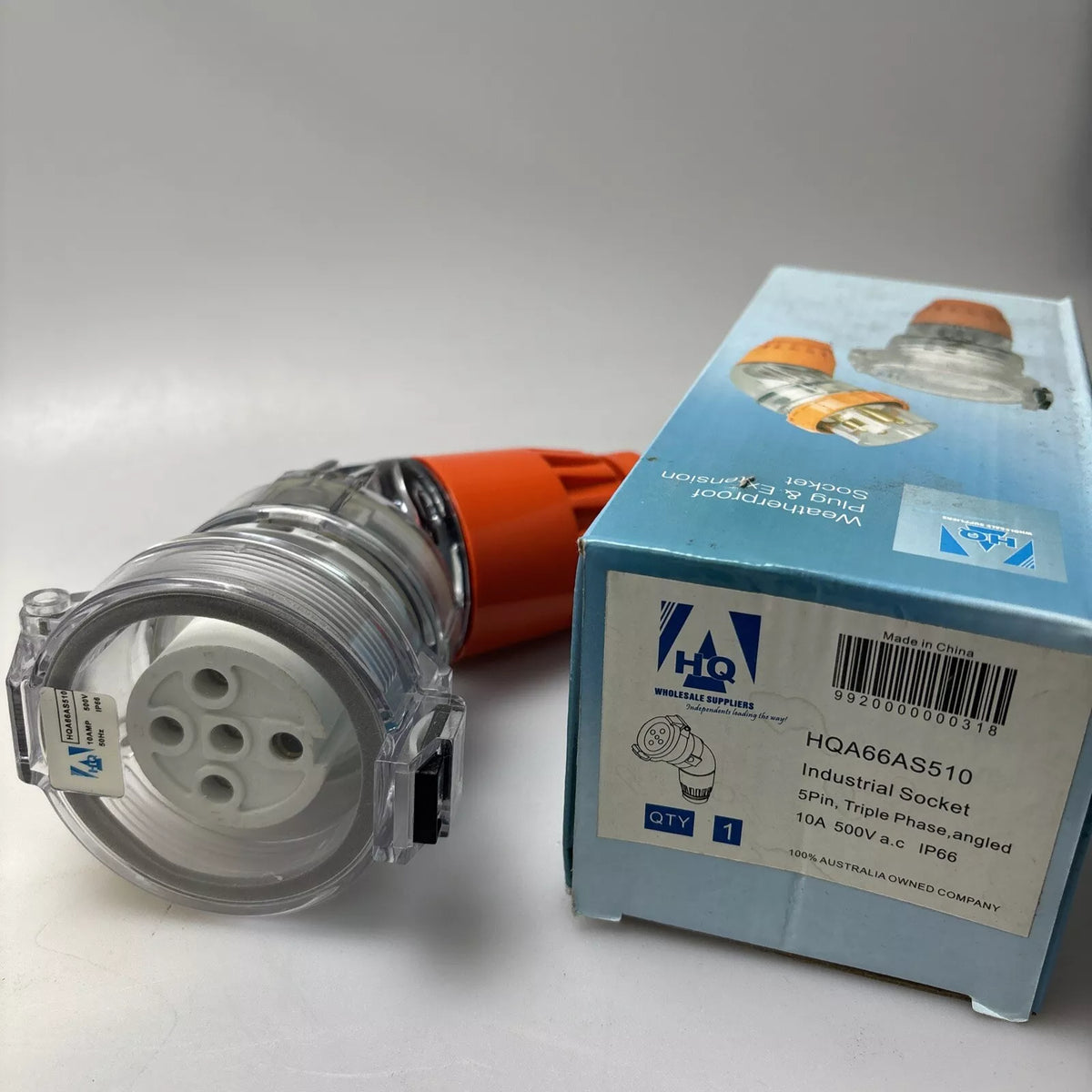 HQ 10 AMP 3 PHASE 5 Pin PLUG 10A FEMALE Angle IP66 WEATHERPROOF SAA ...