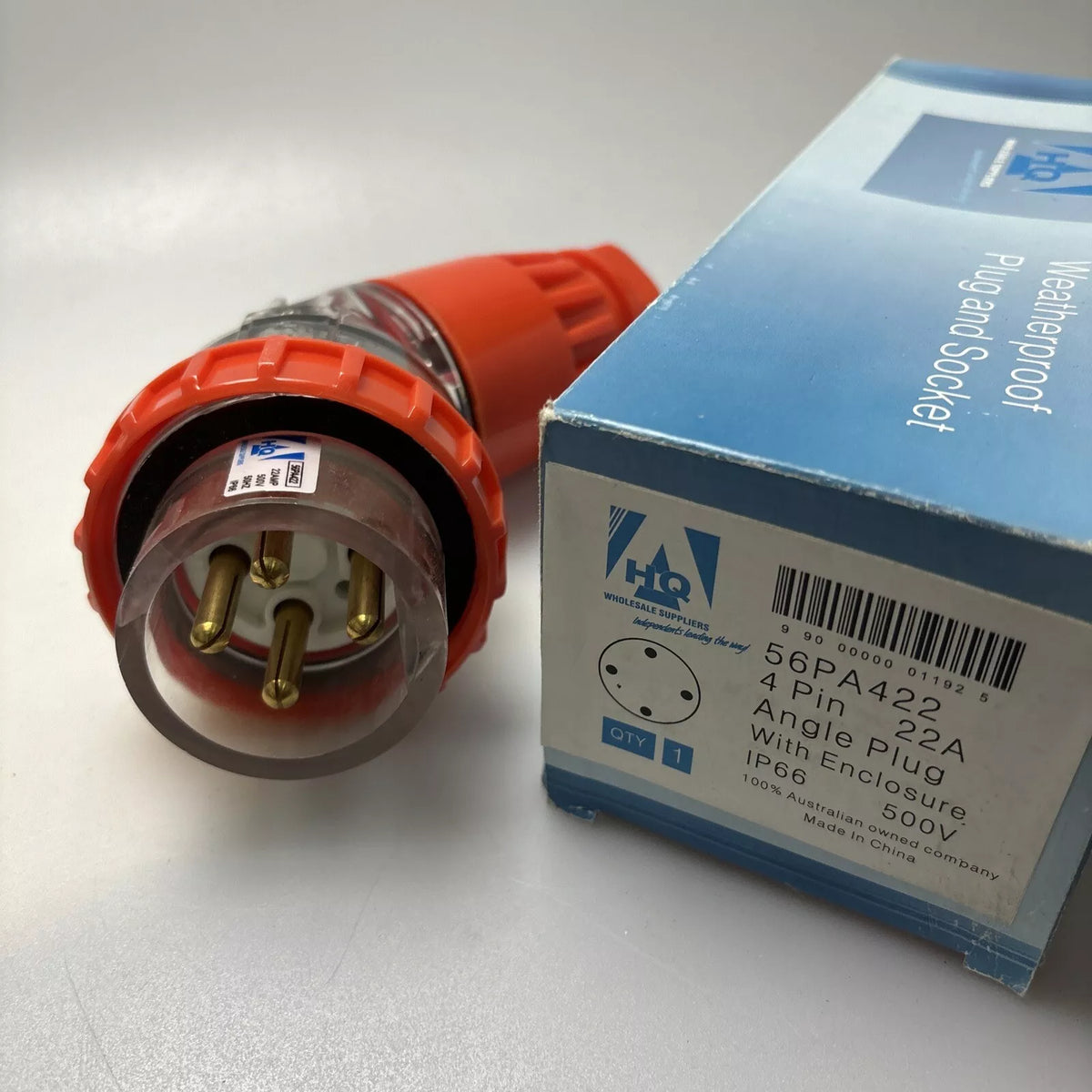 HQ 22 AMP 3 PHASE 4 Pin PLUG 22A MALE ANGLE IP66 WEATHERPROOF SAA - 56 ...