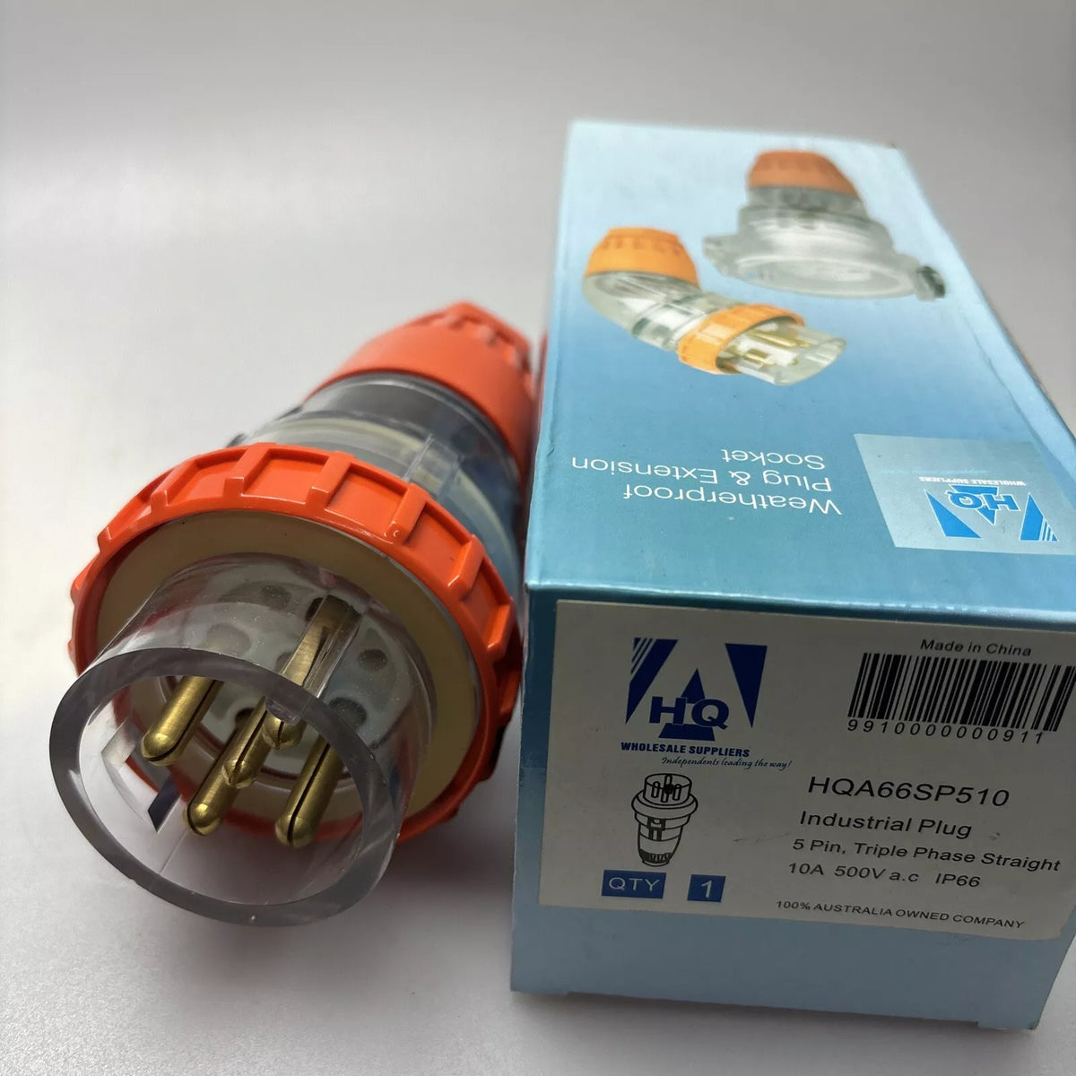 HQ 10 AMP 3 PHASE 5 Pin PLUG 10A MALE IP66 WEATHERPROOF SAA - HQA66SP5 ...