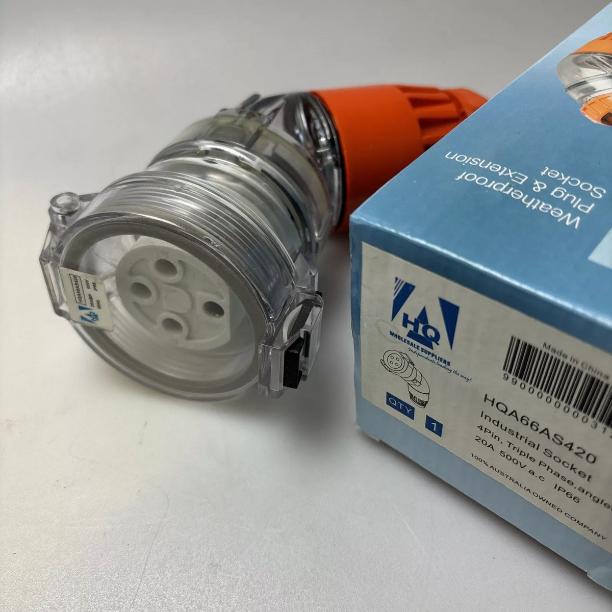 HQ 20 AMP 3 PHASE 4 Pin PLUG 20A FEMALE Angle IP66 WEATHERPROOF SAA ...